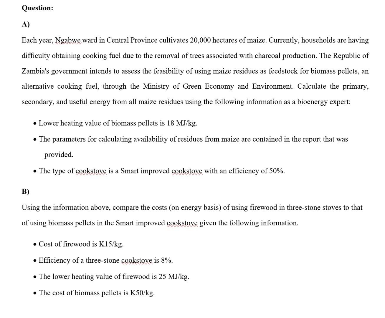 Solved A) Each year, Ngabwe ward in Central Province | Chegg.com