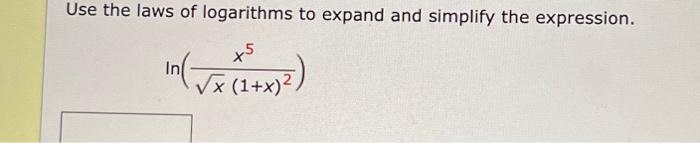 Solved Use the laws of logarithms to expand and simplify the | Chegg.com