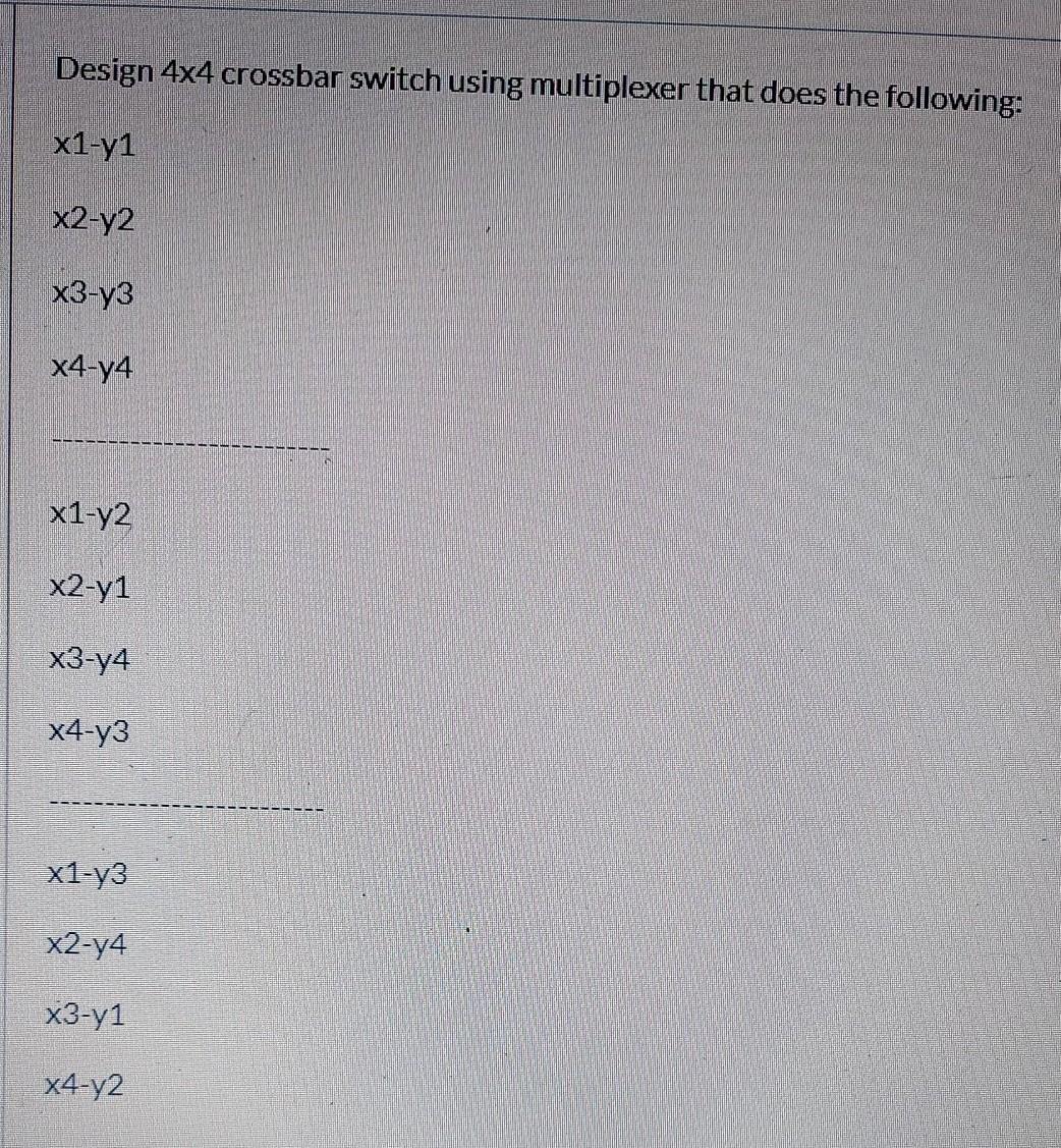 Solved Design 4x4 crossbar switch using multiplexer that | Chegg.com