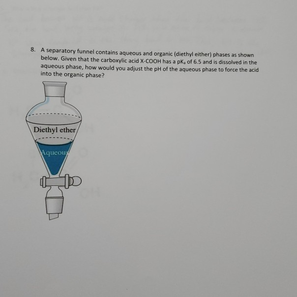 Solved 8. A separatory funnel contains aqueous and organic | Chegg.com