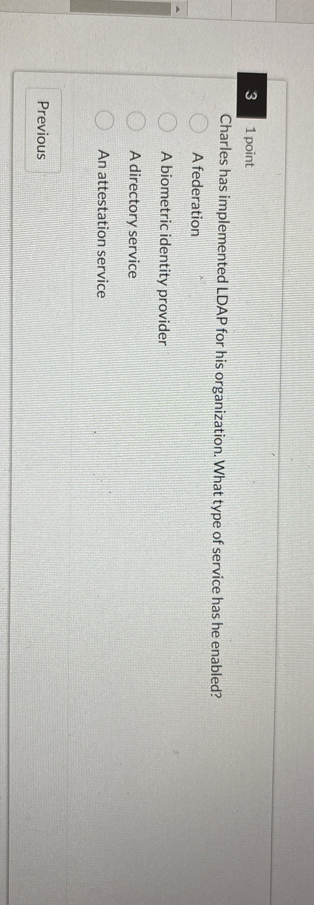 Solved 31 ﻿pointCharles has implemented LDAP for his | Chegg.com