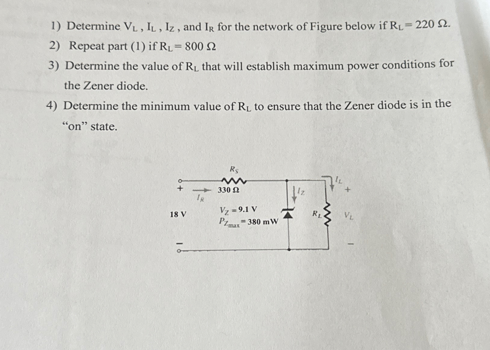 Solved Determine VL,IL,IZ, ﻿and IR ﻿for the network of | Chegg.com