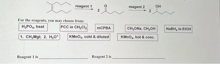 Solved reagent 1 2 reagent 2 2 Reagent 1 is Reagent 2 isFor | Chegg.com