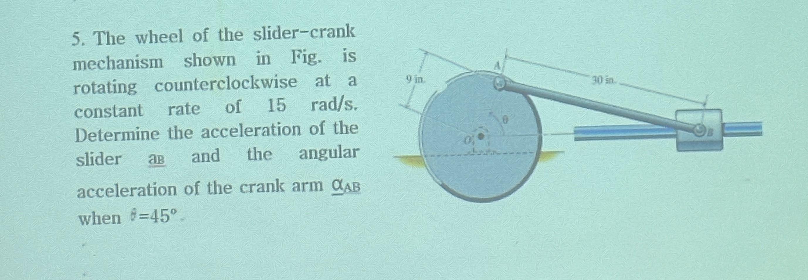 Solved The wheel of the slider-crank mechanism shown in Fig, | Chegg.com