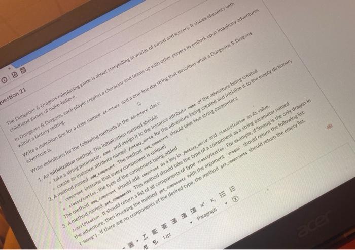 Solved uestion 21 The Dungeons & Dragons roleplaying game is | Chegg.com