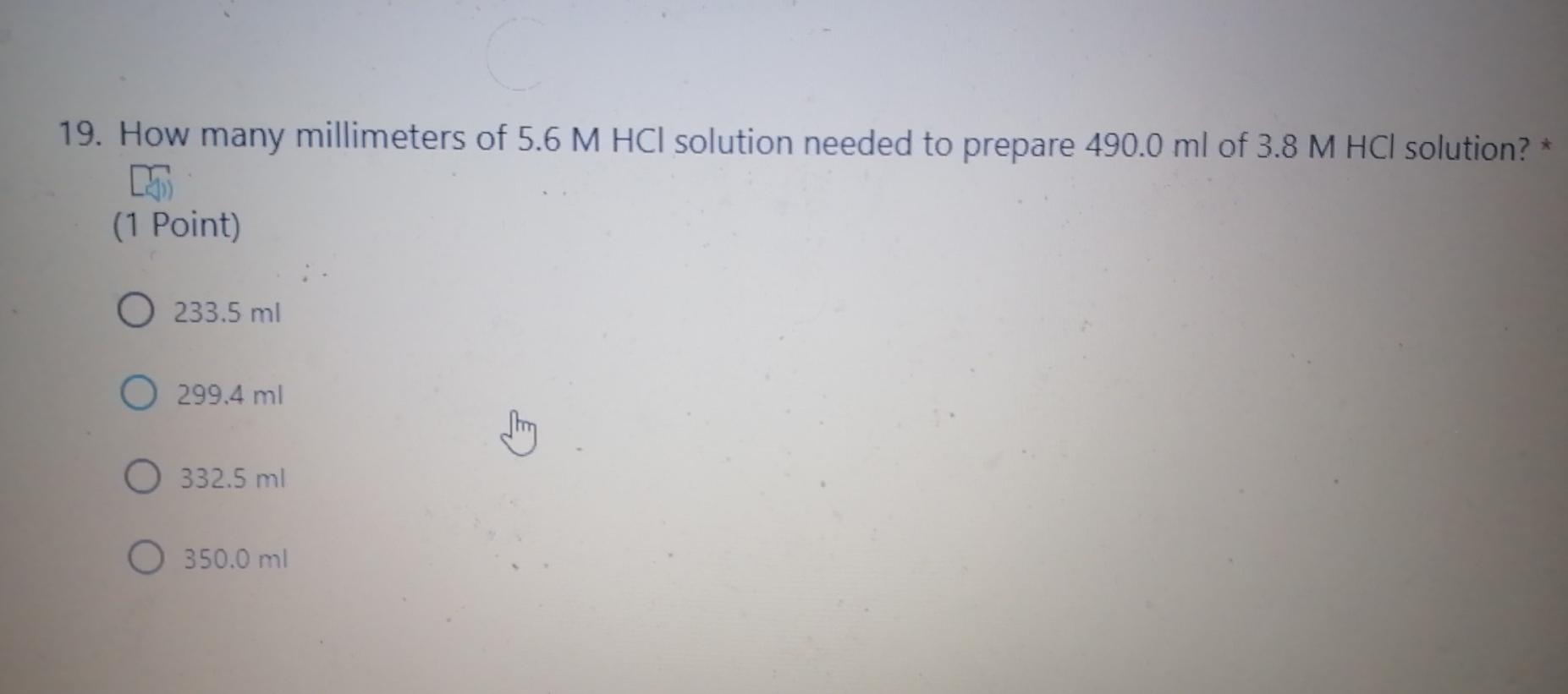 Solved 19. How many millimeters of 5.6 M HCl solution needed | Chegg.com