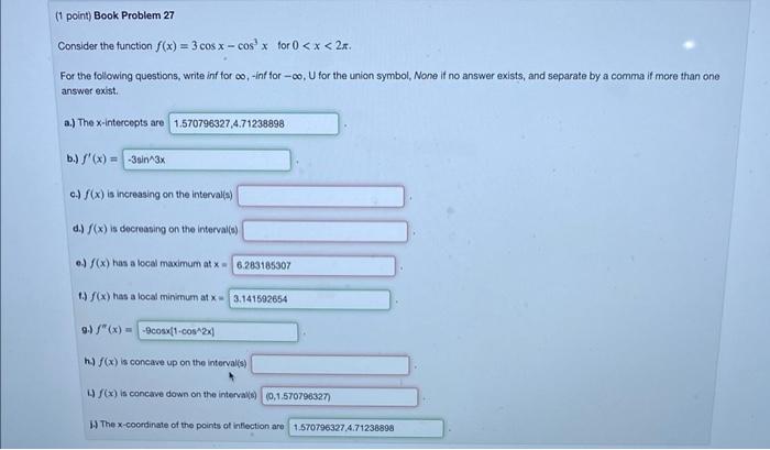 Solved Consider the function f(x)=3cosx−cos3x for 0 | Chegg.com