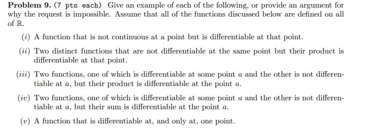 Solved Problem 9. (7 ﻿pts each) ﻿Give an example of each of | Chegg.com