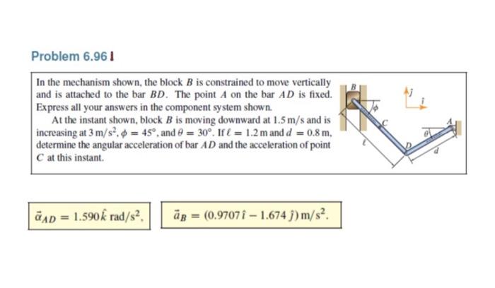 Solved In the mechanism shown, the block B is constrained to | Chegg.com