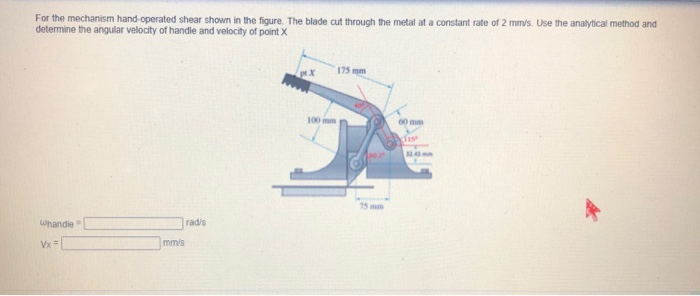 Solved For the mechanism hand operated shear shown in the | Chegg.com