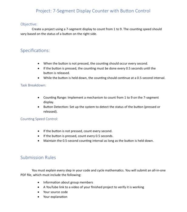 Project: 7-Segment Display Counter with Button | Chegg.com