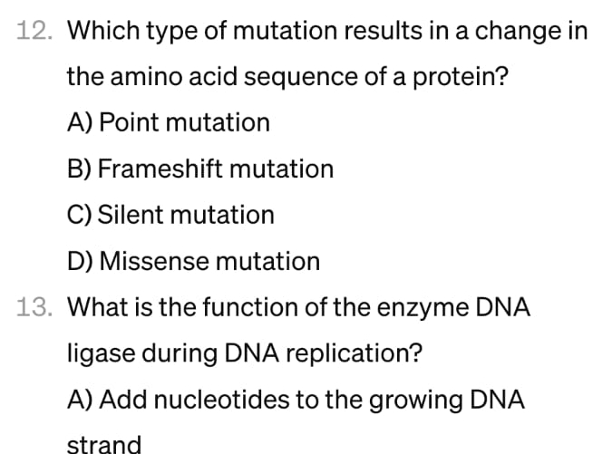 Solved Which type of mutation results in a change in the | Chegg.com