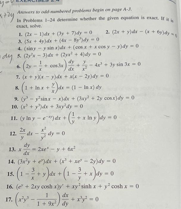 Solved 2y Answers to odd-numbered problems begin on page | Chegg.com