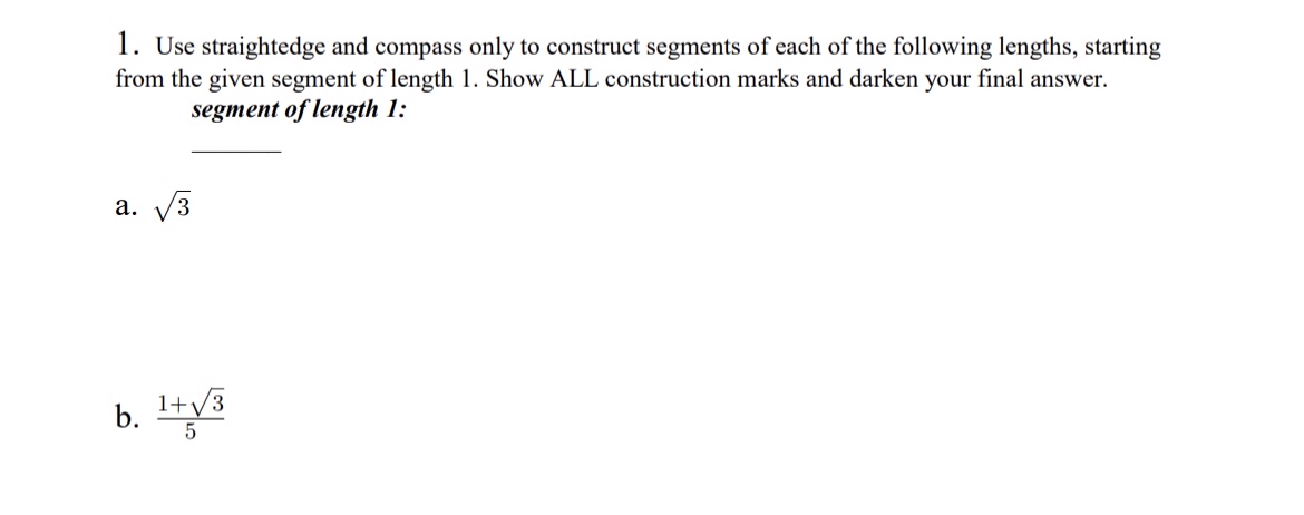 Solved Use straightedge and compass only to construct | Chegg.com