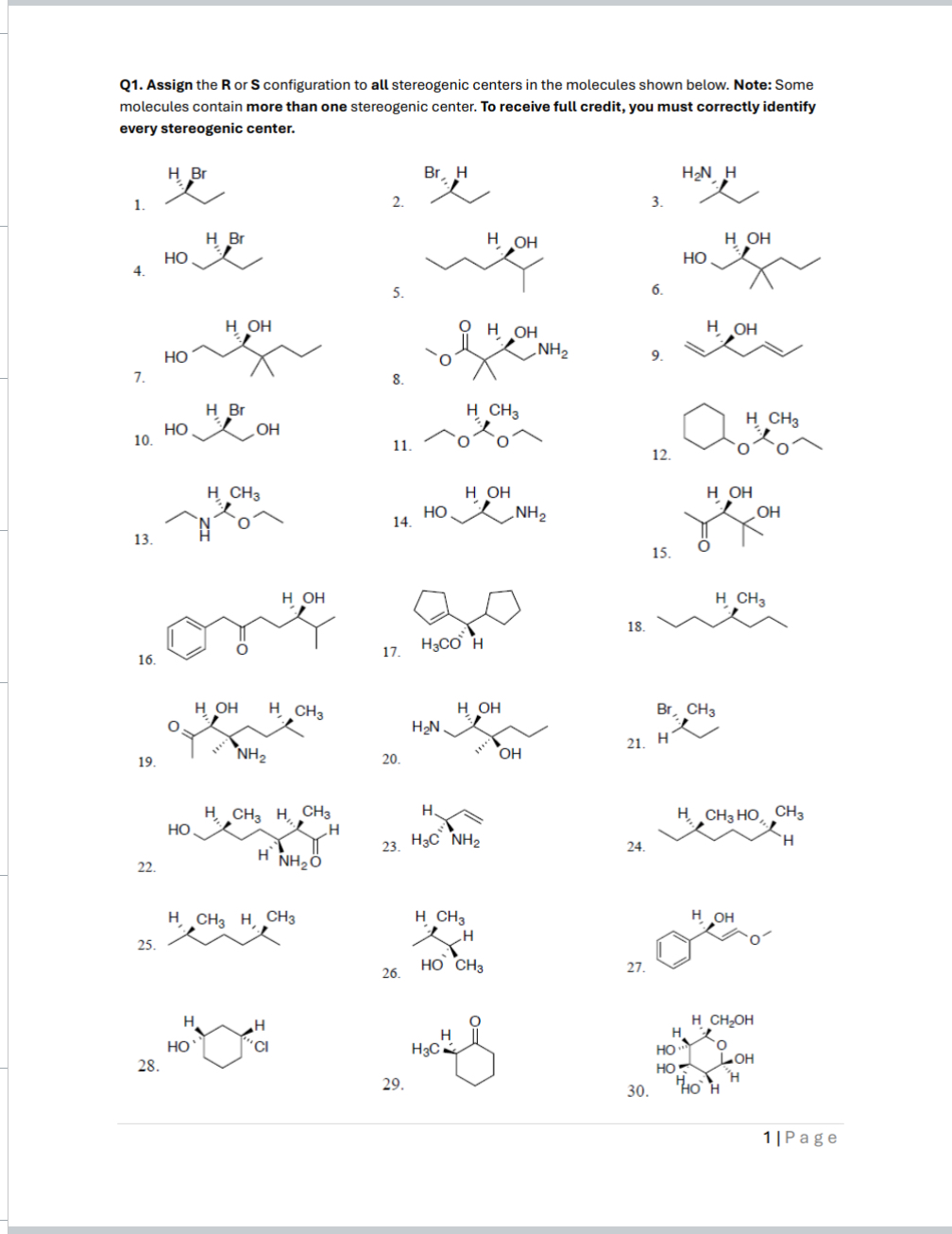 Solved Q1. ﻿Assign the R or S configuration to all | Chegg.com
