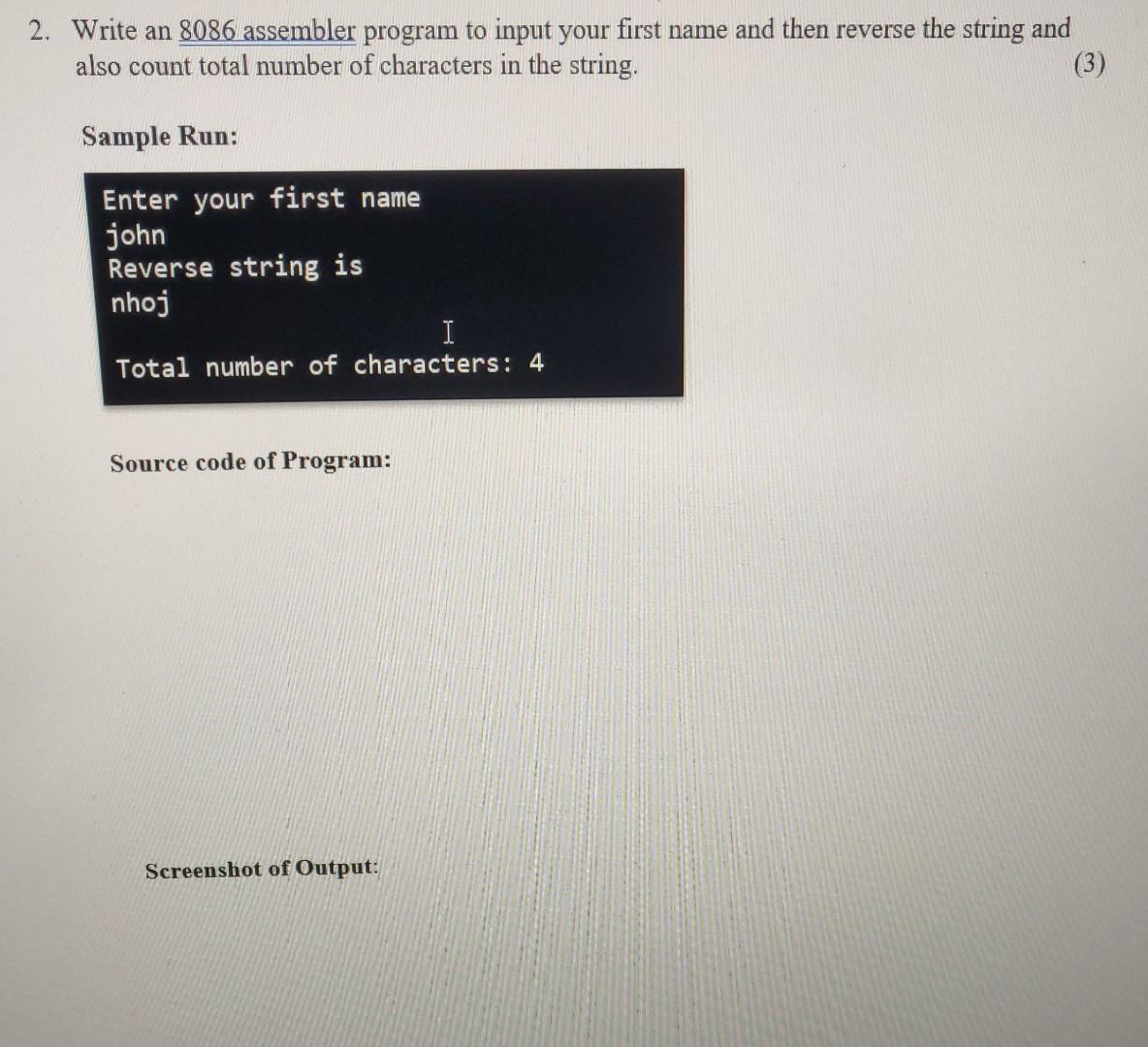 Solved Write An 8086 Assembler Program Using Procedures 