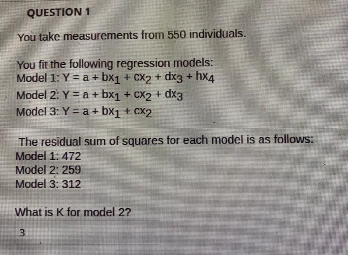 Solved What is the AIC for models 1-3. Please explain the | Chegg.com