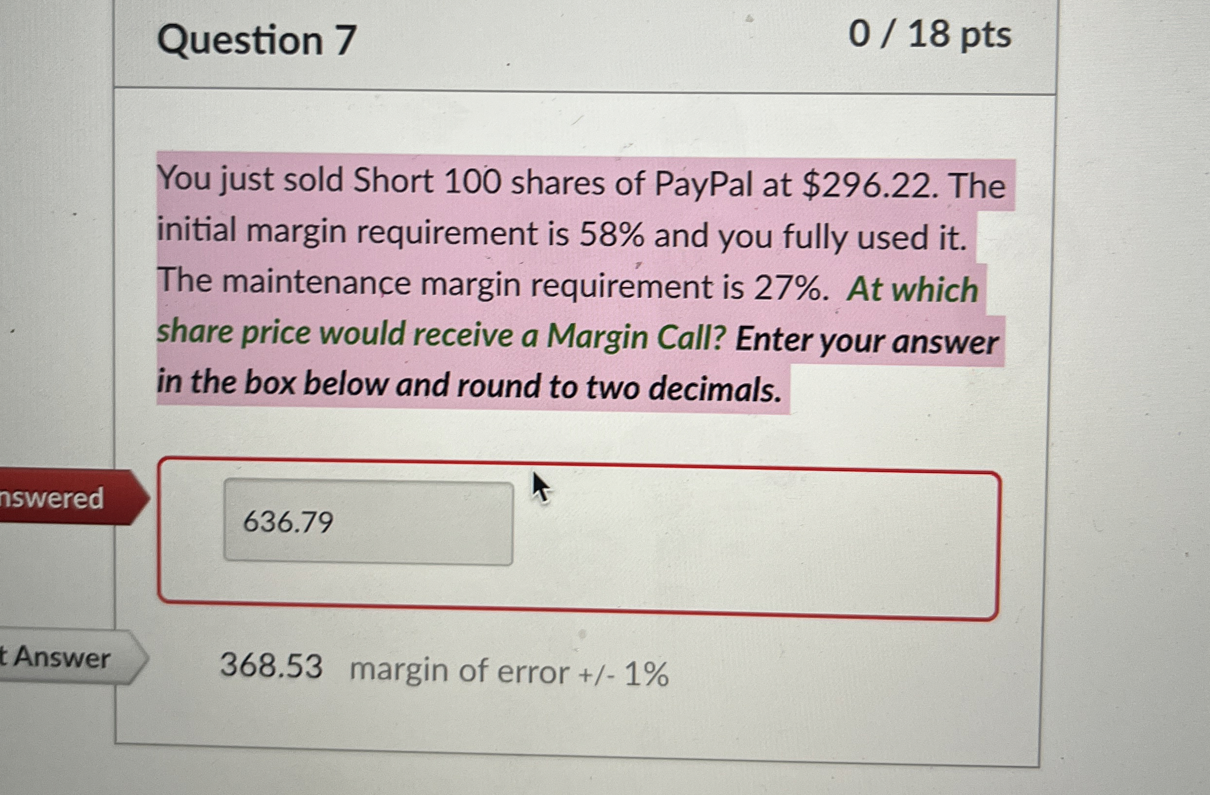 Solved You just sold Short 100 ﻿shares of PayPal at $296.22. | Chegg.com