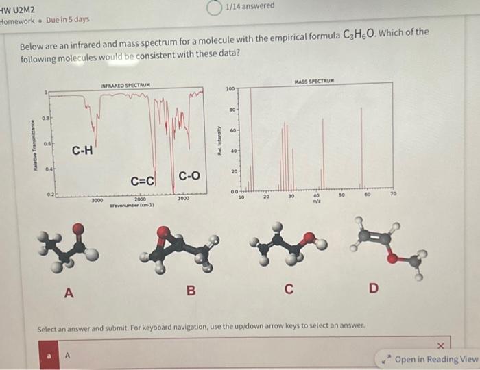 Solved Below are an infrared and mass spectrum for a | Chegg.com