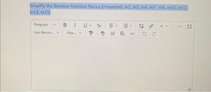Solved Simplify the Boolean function | Chegg.com
