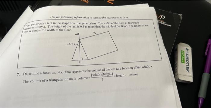 Solved genti constructs a tent in the shape of a triangular | Chegg.com