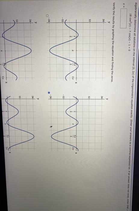 Solved Algebraically determine all solutions on the interval | Chegg.com