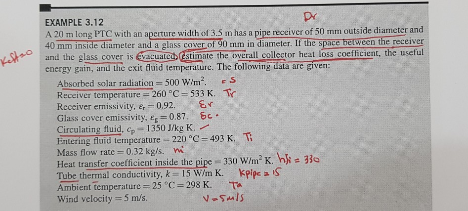 Solved La EXAMPLE 3.12 Dr A 20 m long PTC with an aperture | Chegg.com