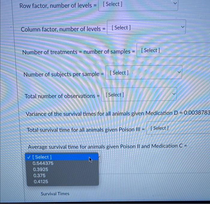 Solved Two.way Anova: SURVIVAL TIMES (EXCEL OCTPUT) O 2080 | Chegg.com