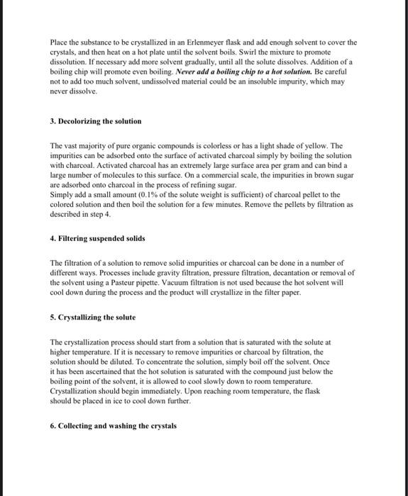 PROPERTIES of ORGANIC COMPOUNDS CRYSTALLIZATION | Chegg.com
