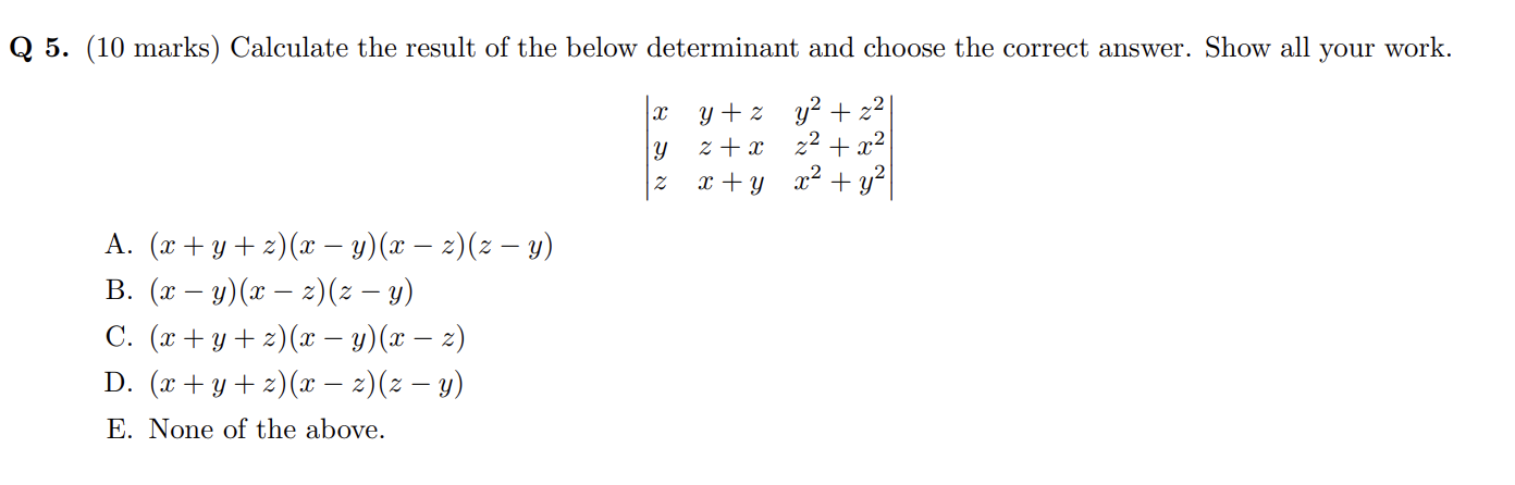 Solved Q 5. (10 ﻿marks) ﻿Calculate the result of the below | Chegg.com