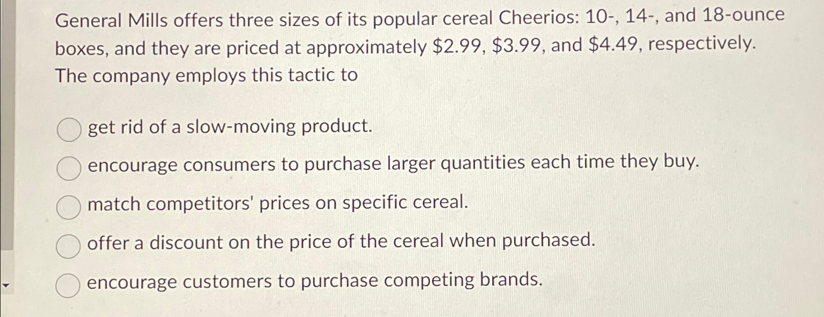 Solved General Mills offers three sizes of its popular | Chegg.com