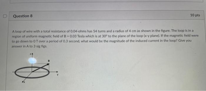 Solved A loop of wire with a total resistance of 0.04 -ohms | Chegg.com