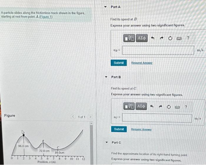 Solved A particle slides along the frictionless track shown | Chegg.com
