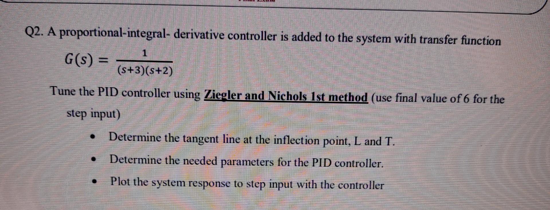 Solved Q2. ﻿A proportional-integral- ﻿derivative controller | Chegg.com