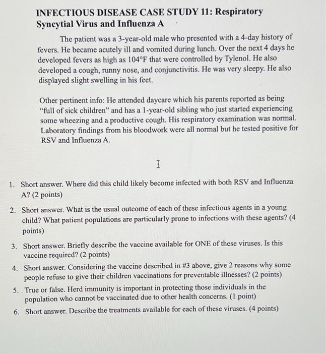 Solved INFECTIOUS DISEASE CASE STUDY 11: Respiratory | Chegg.com