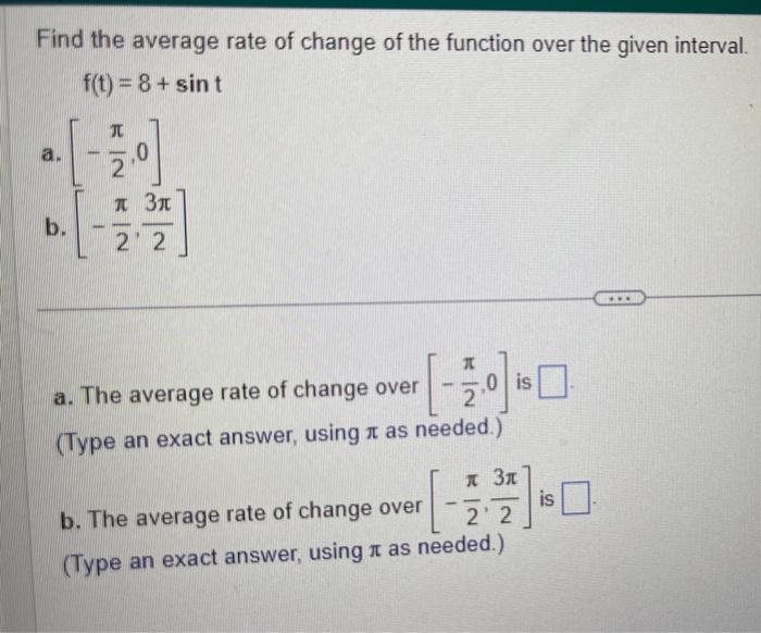 Solved Find the average rate of change of the function over | Chegg.com