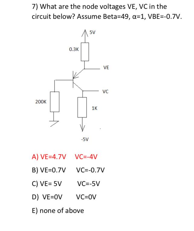 Solved What are the node voltages VE, ﻿VC in the circuit | Chegg.com