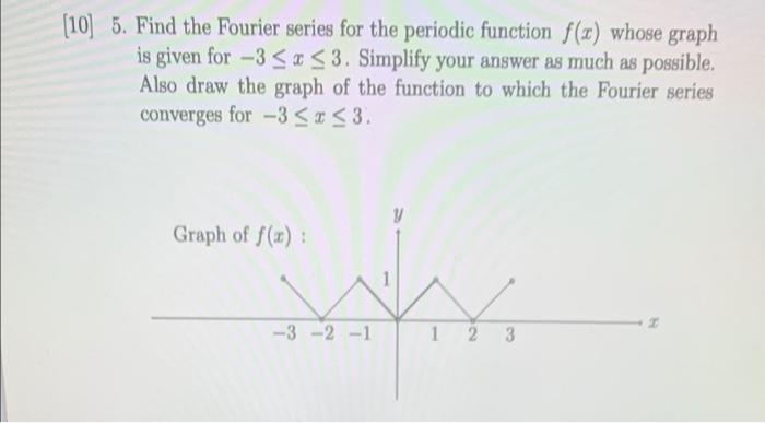 Solved (10) 5. Find the Fourier series for the periodic | Chegg.com