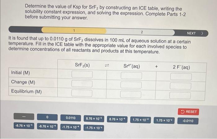 Solved Determine the value of Ksp for SrF2 by constructing | Chegg.com