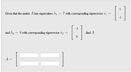 Solved Given that the matrix A has eigenvalues lambda1 = 7 | Chegg.com