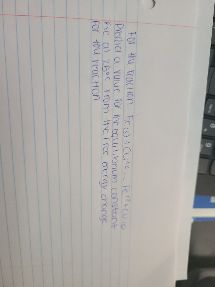 Solved For the reaction EE (s) + Cutz -- FET+CUIS Predict a | Chegg.com