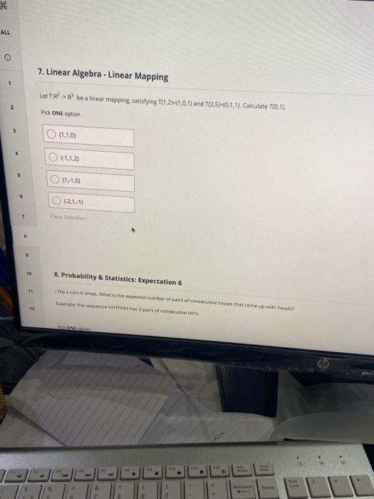 Solved 26 ALL o 7. Linear Algebra - Linear Mapping 1 Let | Chegg.com