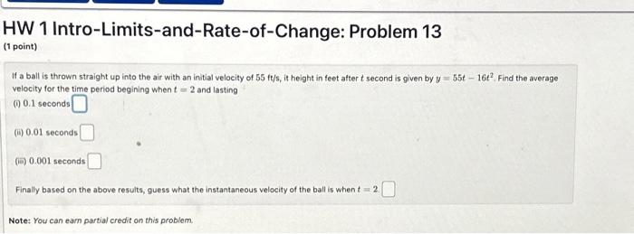 Solved HW 1 Intro-Limits-and-Rate-of-Change: Problem 13 (1 | Chegg.com