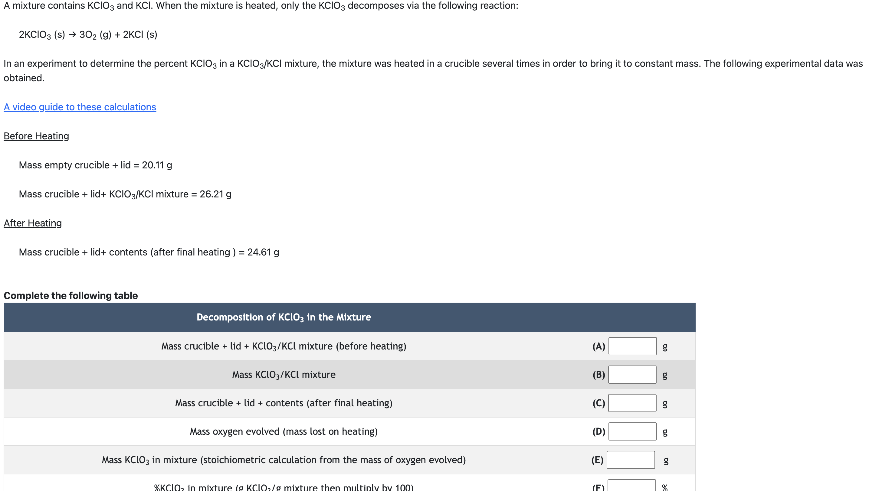Solved A mixture contains KClO3 ﻿and KCl. ﻿When the mixture | Chegg.com