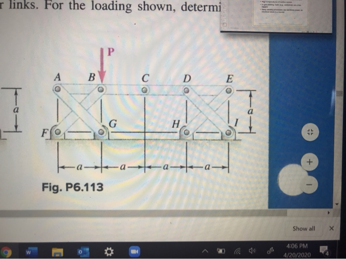 Solved 1 links. For the loading shown, determi TO kond f(0, | Chegg.com