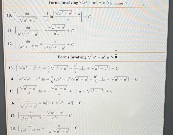 Solved Use the Table of Integrals to find the integral | Chegg.com