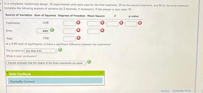 Solved In a completely randomized design, 12 experimental | Chegg.com