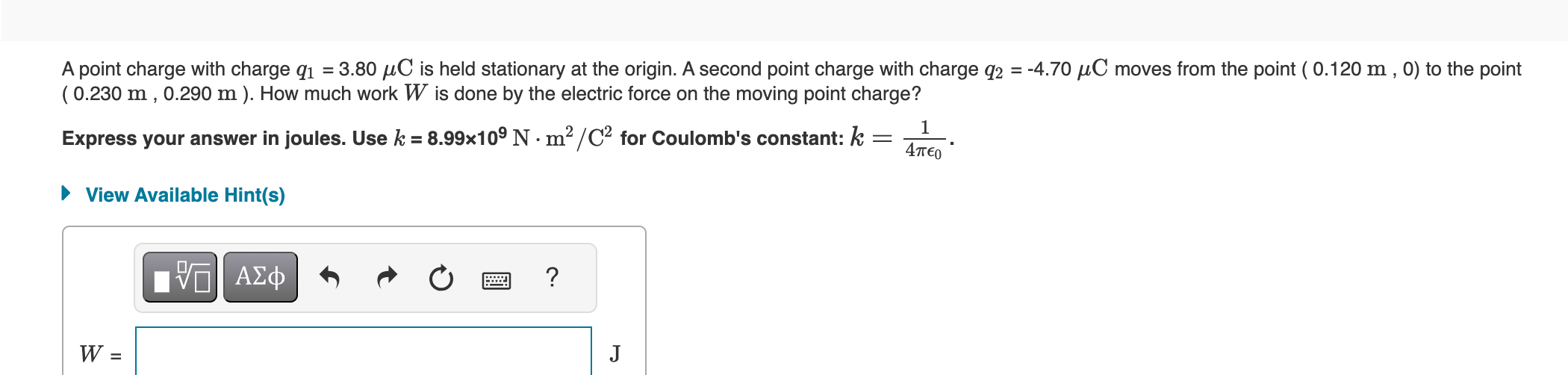 Solved A point charge with charge q1=3.80μC is ﻿held | Chegg.com