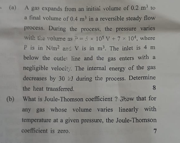 Solved (a) ﻿A gas expands from an initiai volume of 0.2m3 | Chegg.com