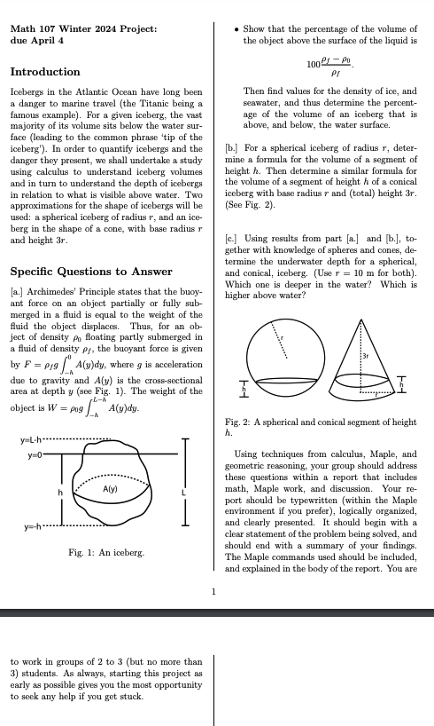 Solved Math 107 ﻿Winter 2024 ﻿Project:due April | Chegg.com